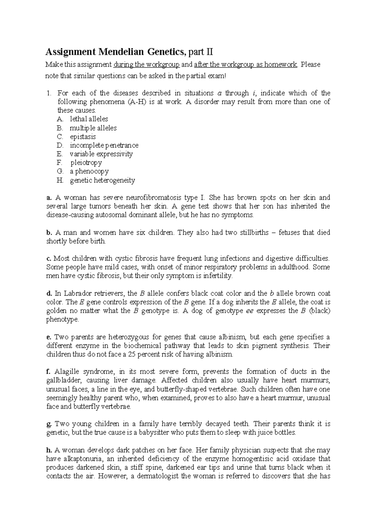Assignment Mendelian Genetics (Part II) - Workgroup & Homework ...