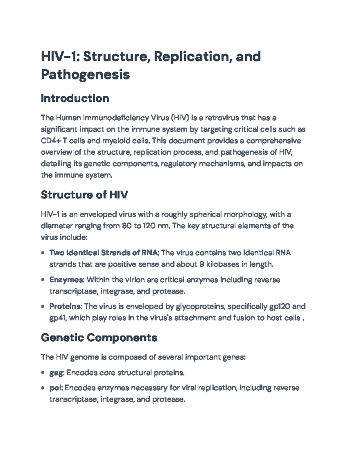HIV-1: Structure, Replication, Pathogenesis & Immune Evasion Overview ...