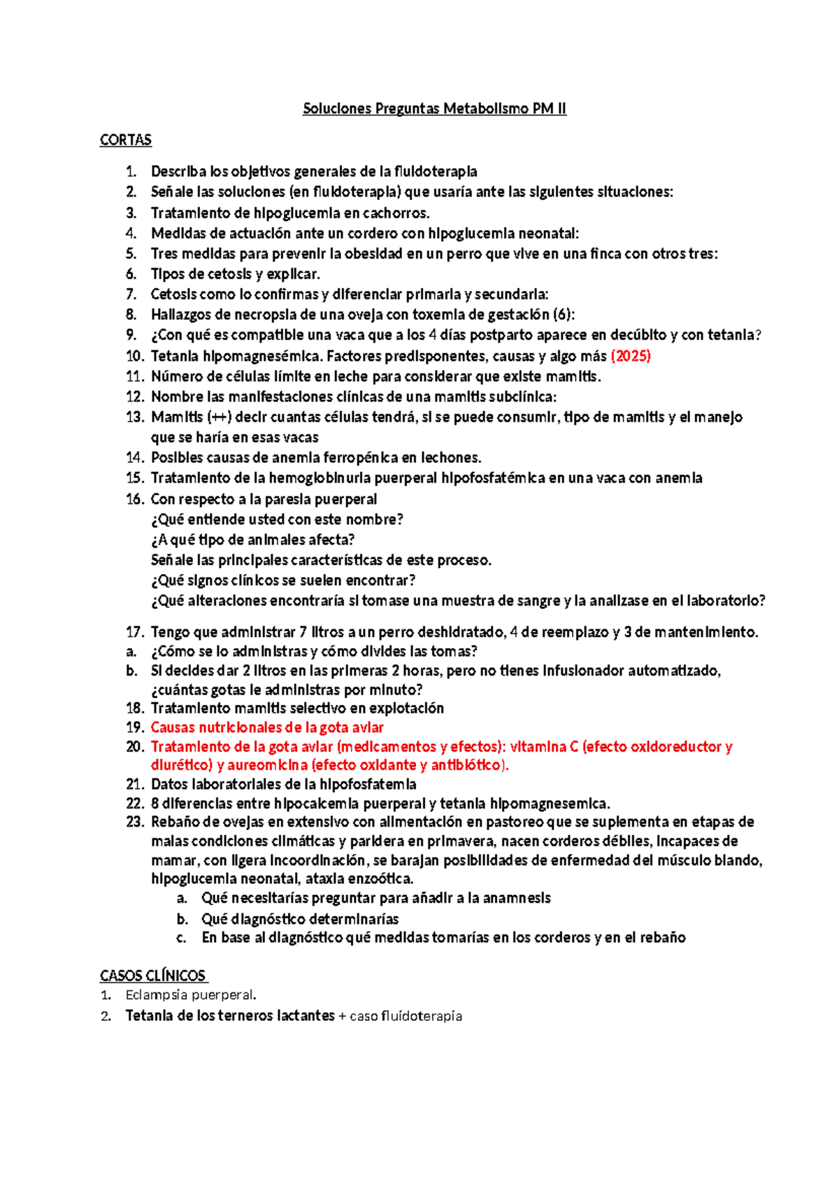 Preguntas y Soluciones sobre Metabolismo PM II: Guía Completa - Studocu