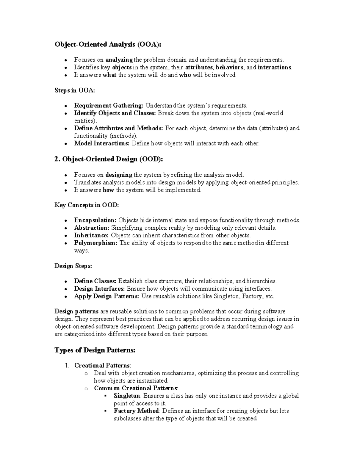 Object Oriented Analysis - Object-Oriented Analysis (OOA): Focuses on analyzing the problem ...