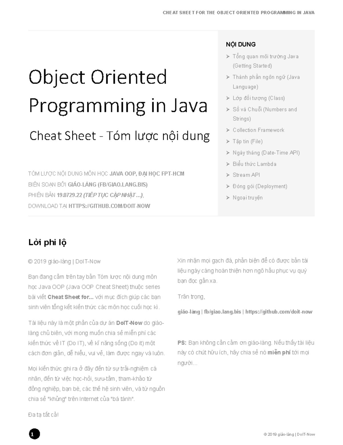 [giao.lang] Java-OOP Cheat Sheet-19 - Object Oriented Programming in ...