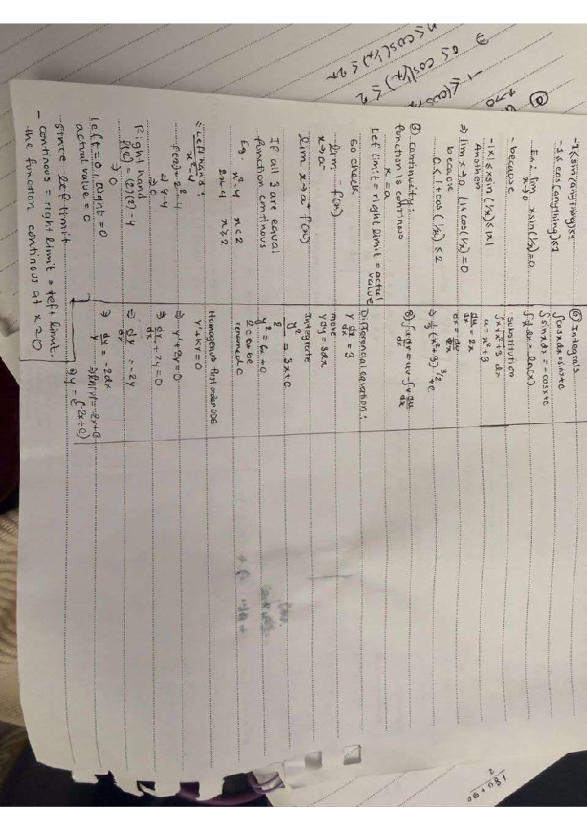 Calculus 51: Integrals, Continuity, and Differential Equations Notes ...