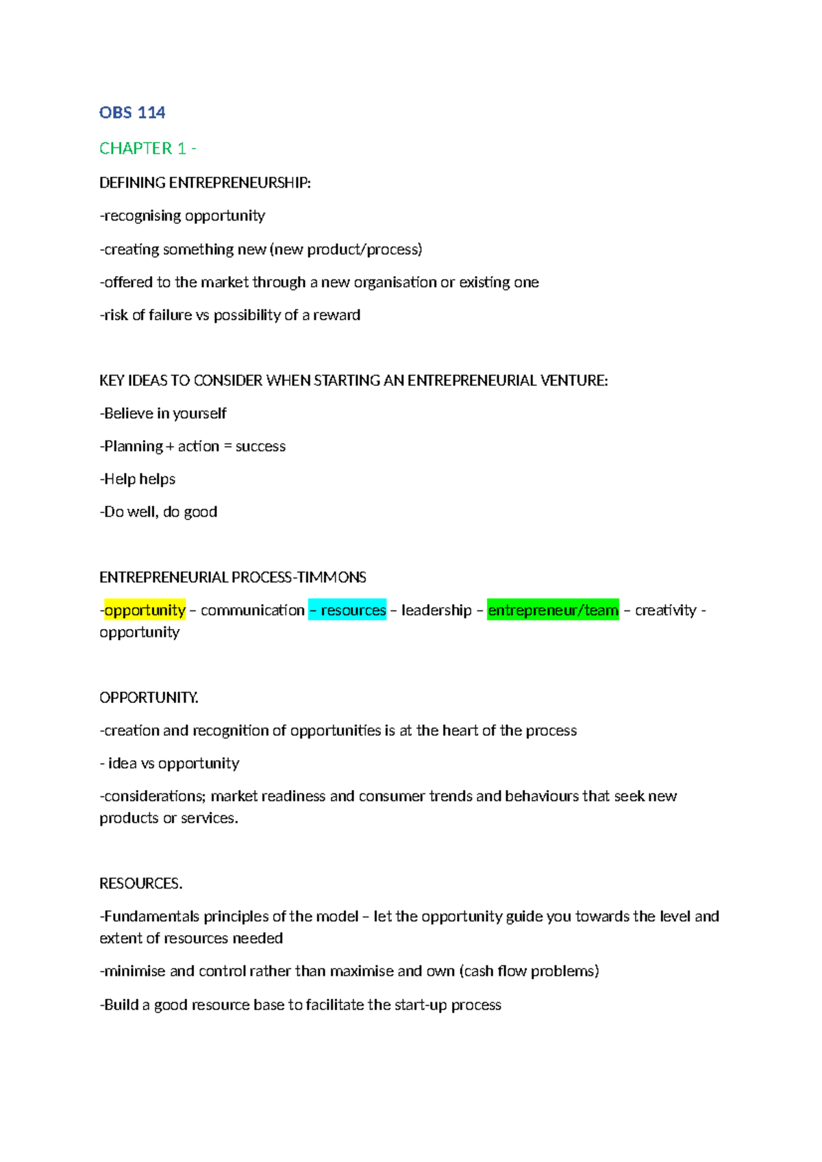 OBS 114 SEMESTER TEST 1: ENTREPRENEURSHIP & MANAGEMENT PRINCIPLES - Studocu