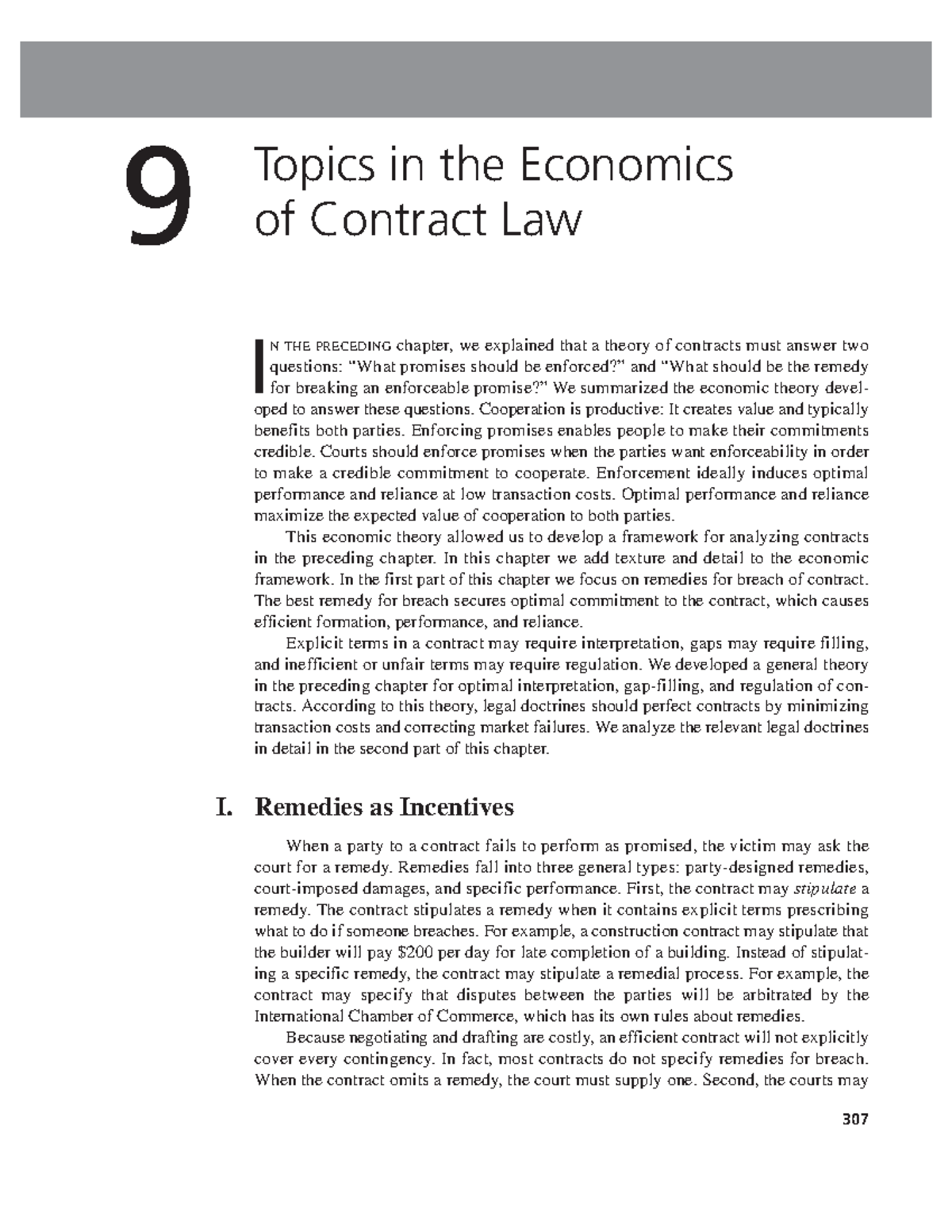 Chapter 9: Exploring Remedies in the Economics of Contract Law (15 ...