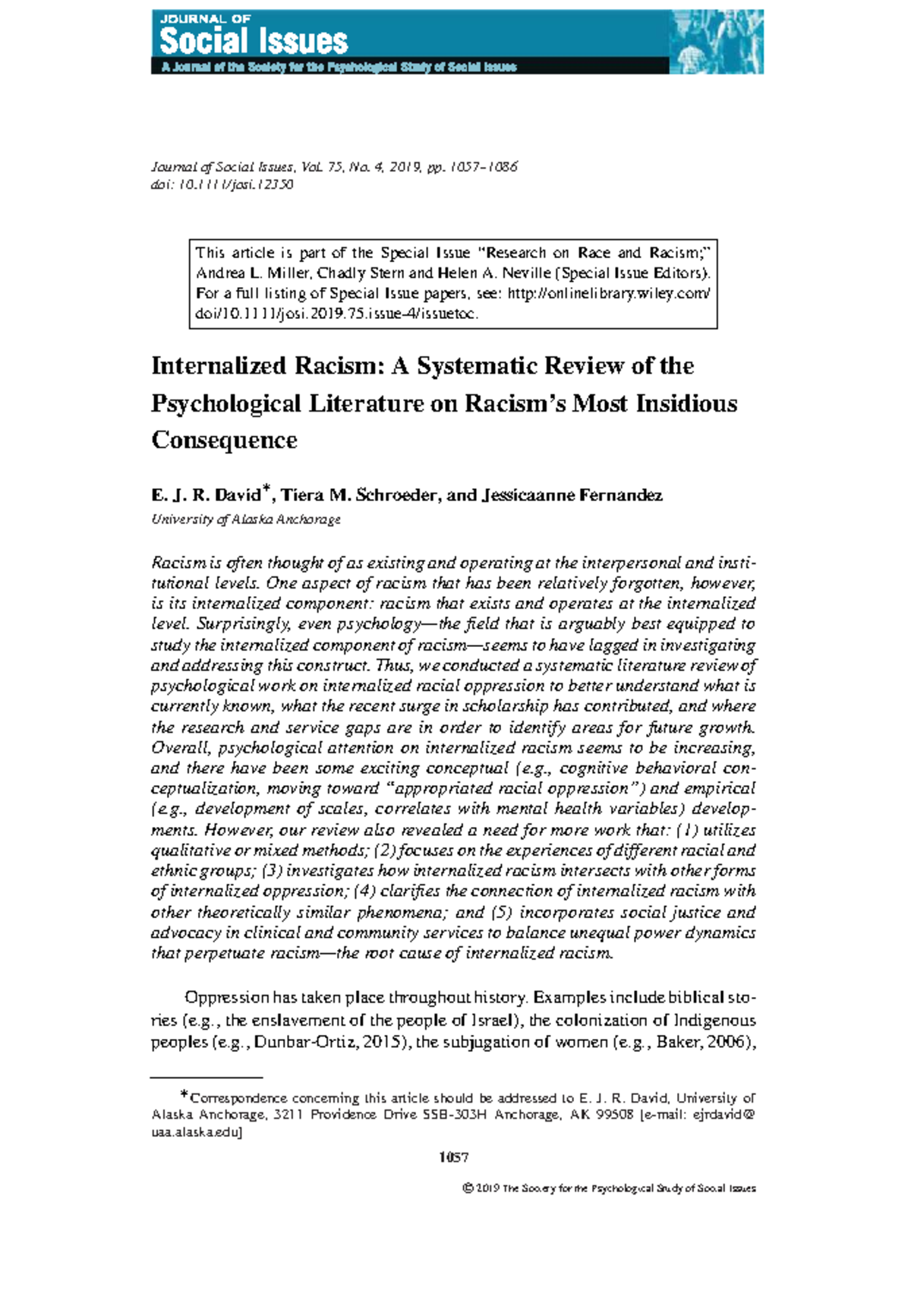Internalized Racism: A Systematic Review of Psychological Literature ...