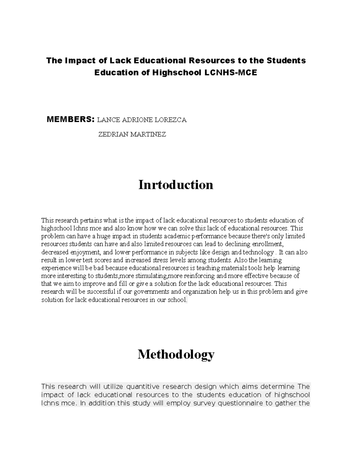 The Impact of Lack of Educational Resources on High School Students ...
