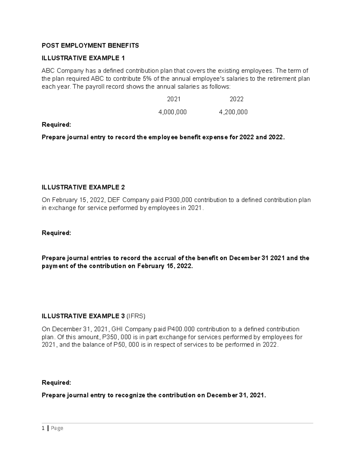25798085 - Post Employment Benefits: Comprehensive Journal Entries ...