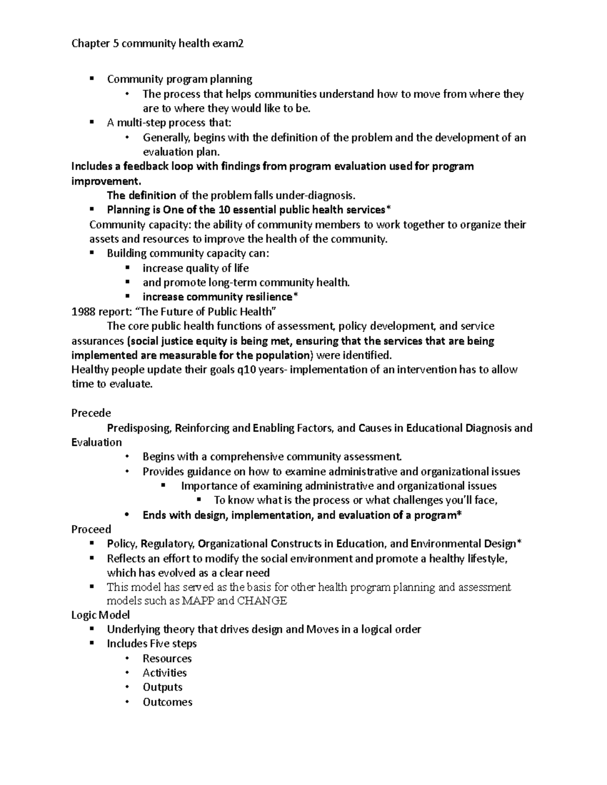 Chapter 5 Community program planning - Chapter 5 community health exam ...