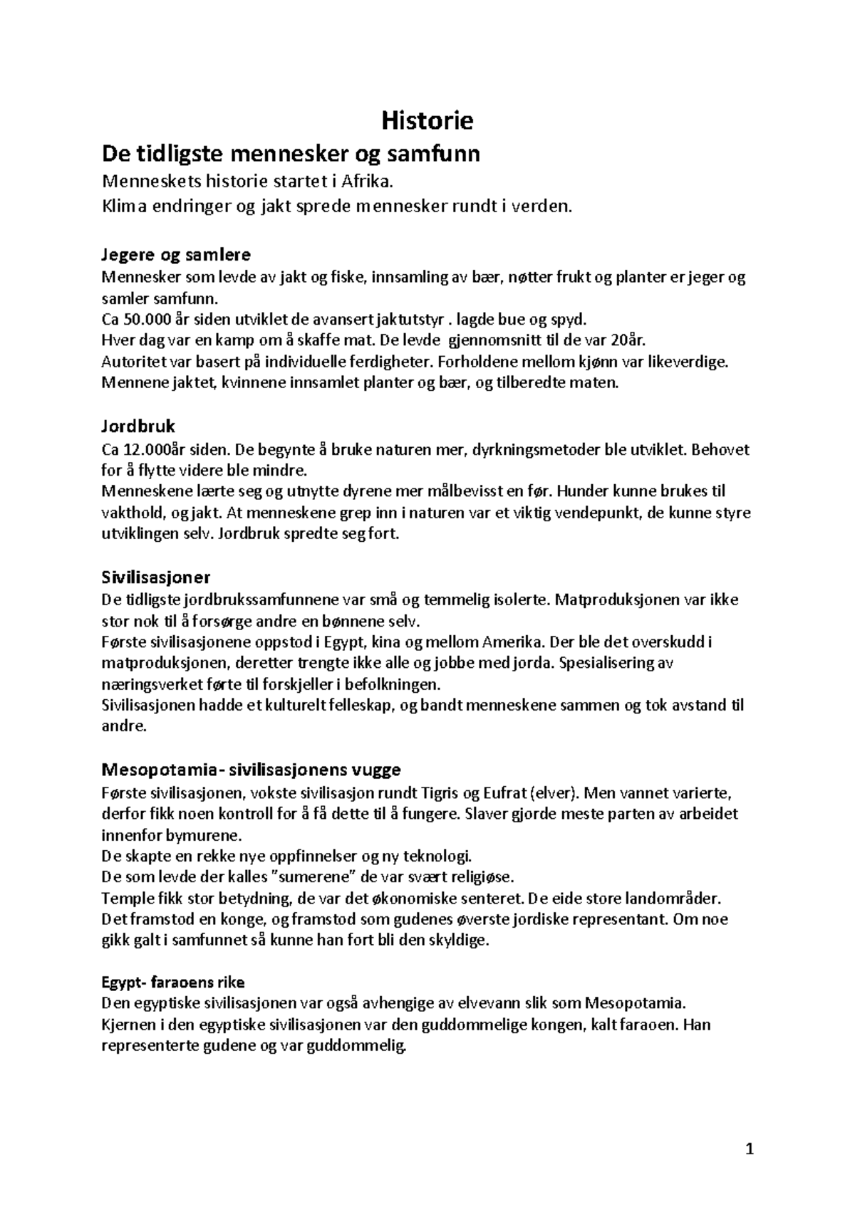 Historie 101: Tidlige Mennesker, Sivilisasjoner og Utvikling av Samfunn - Studocu