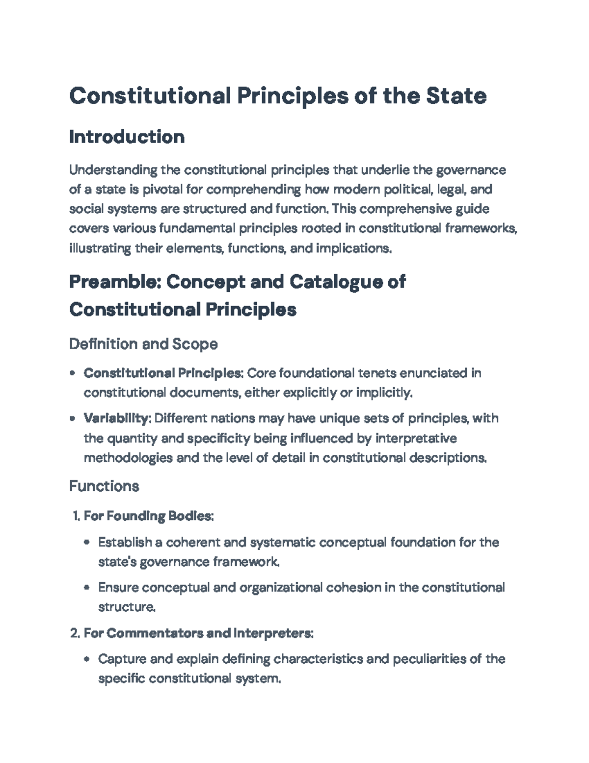 Constitutional Principles and Governance Framework: Key Insights - Studocu