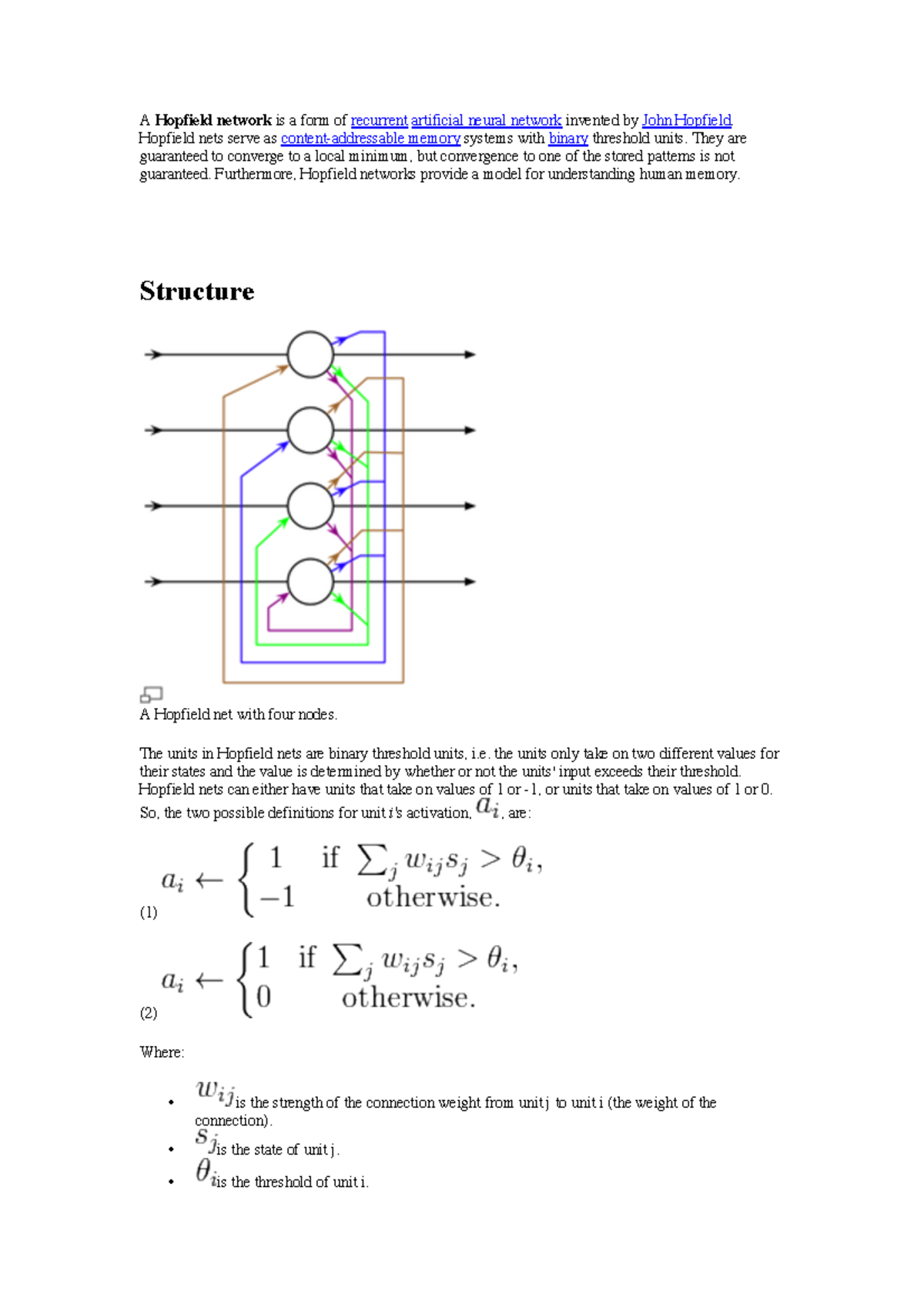 Hopfield Network - ippr - A Hopfield network is a form of recurrent ...
