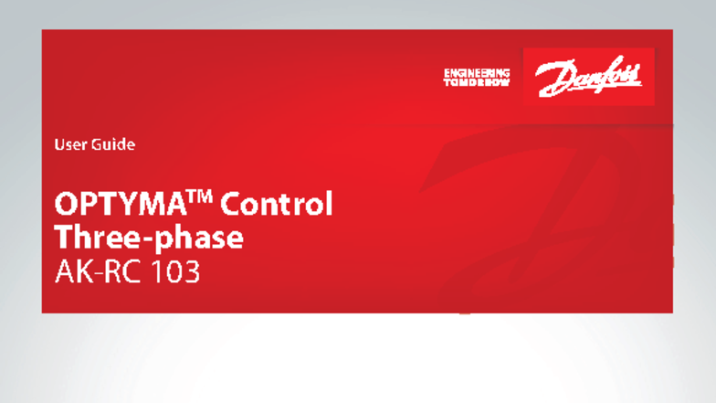Danfoss OPTYMATM Control 103 - User Guide and Operation Manual - Studocu