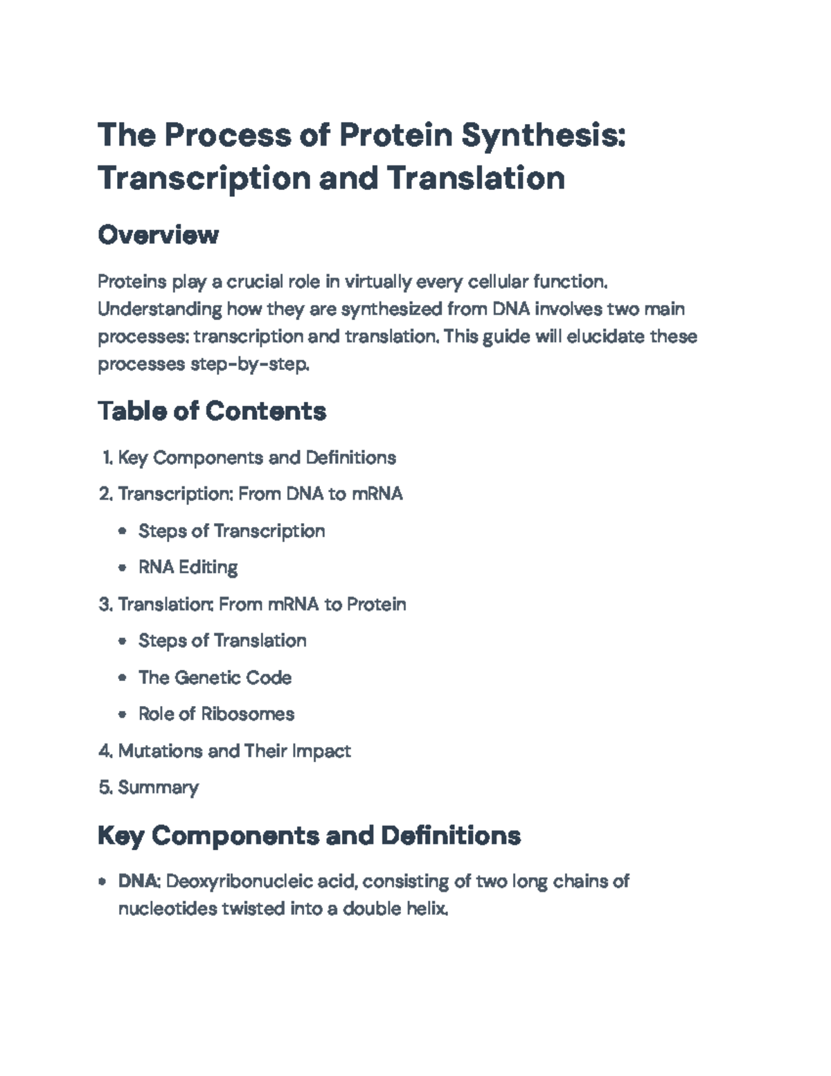 Protein Synthesis: Transcription & Translation Overview - The Process ...