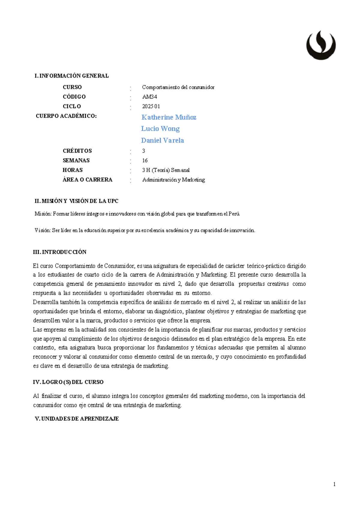 Sílabo del Curso Comportamiento del Consumidor AM34 - 2025 - Studocu