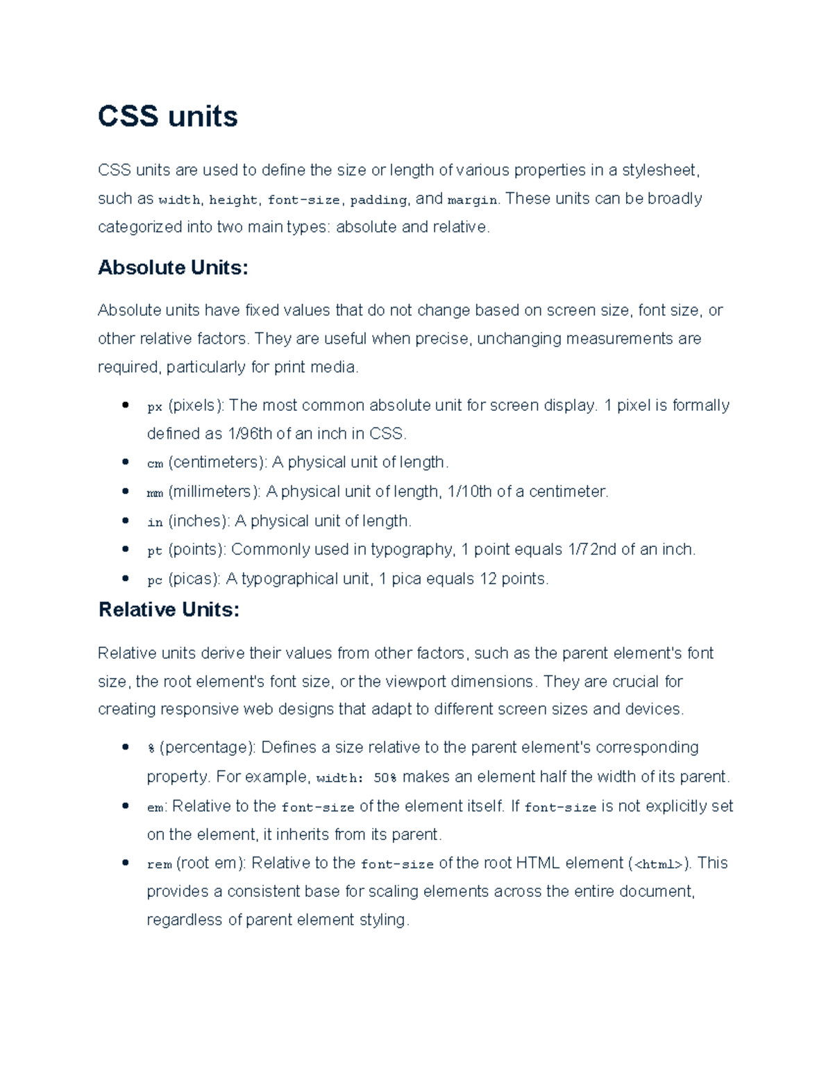 CSS Units Overview: Absolute & Relative Types in Cascading Tutorial ...