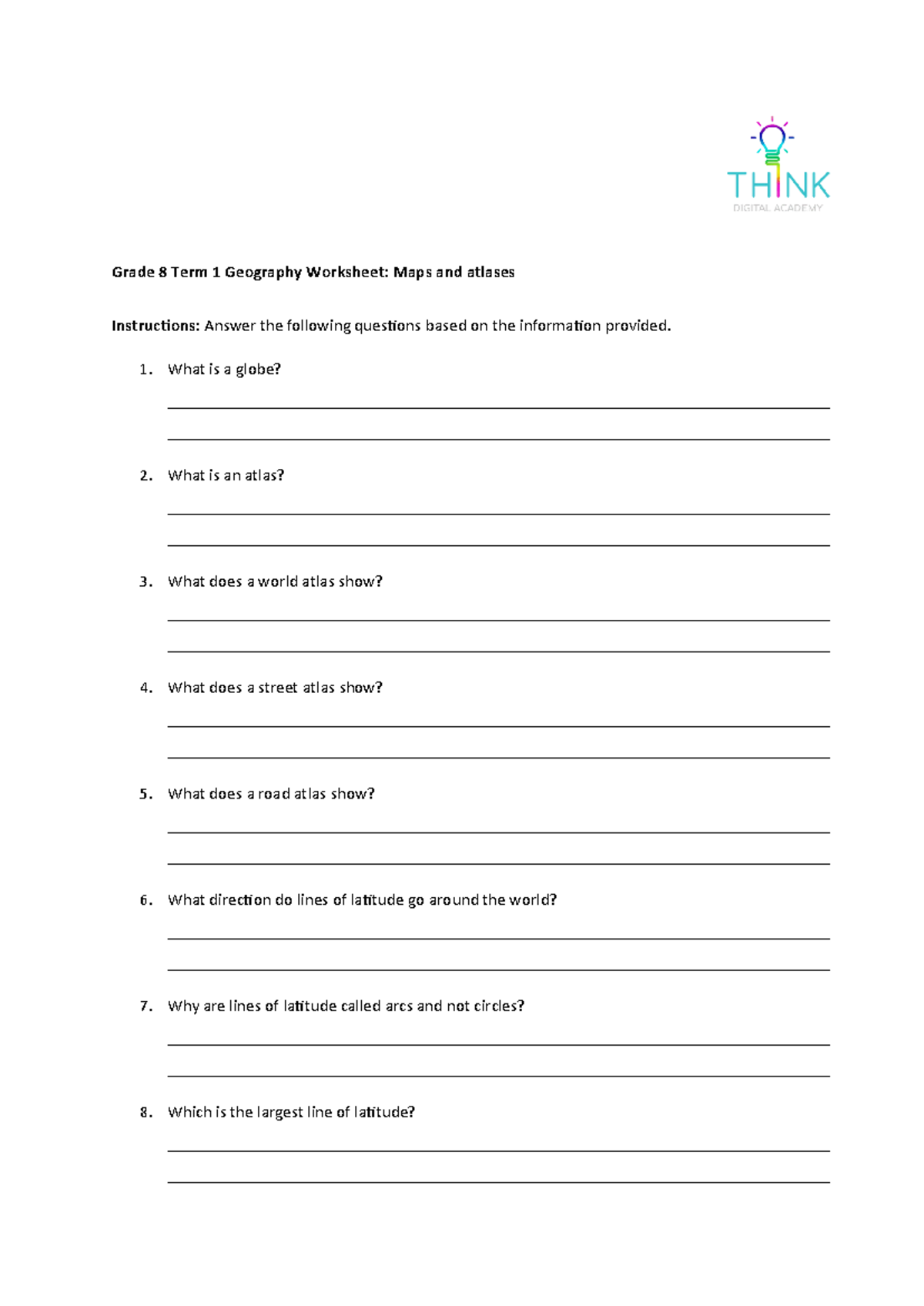 Grade 8 Term 1 Geography Q&A on Maps and Atlases - Studocu