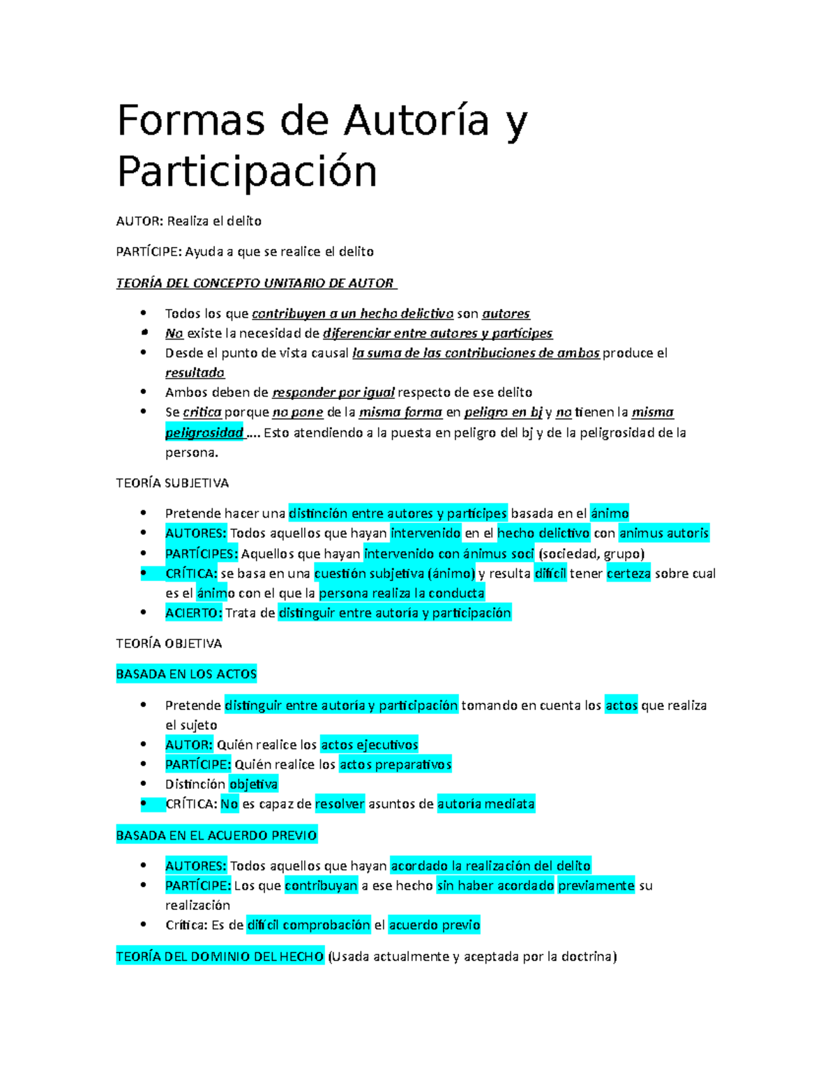 Formas de Autoría y Participación en el Delito: Teorías y Clasificación ...
