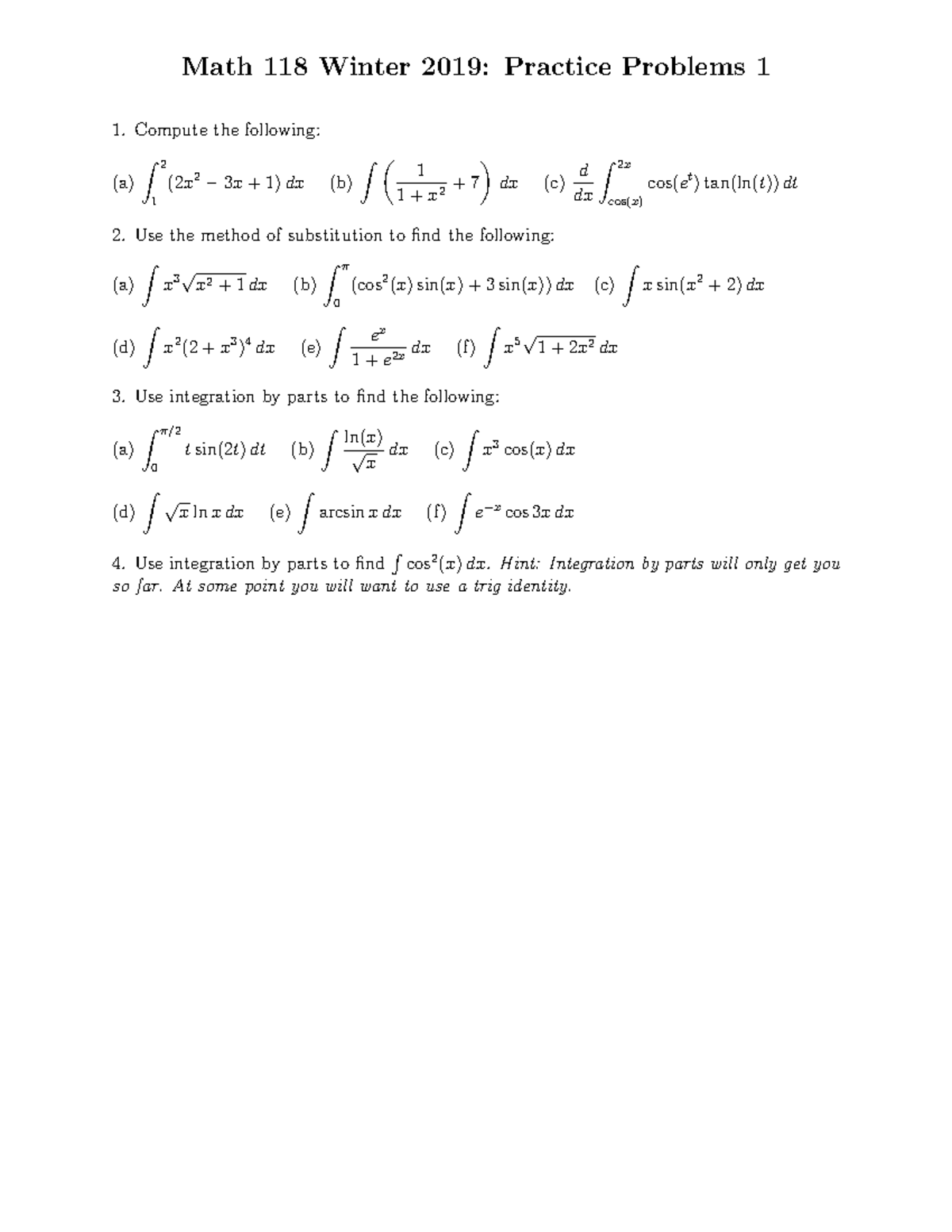 M118P1 - Week 1 Practice Problems - Math 118 Winter 2019: Practice ...