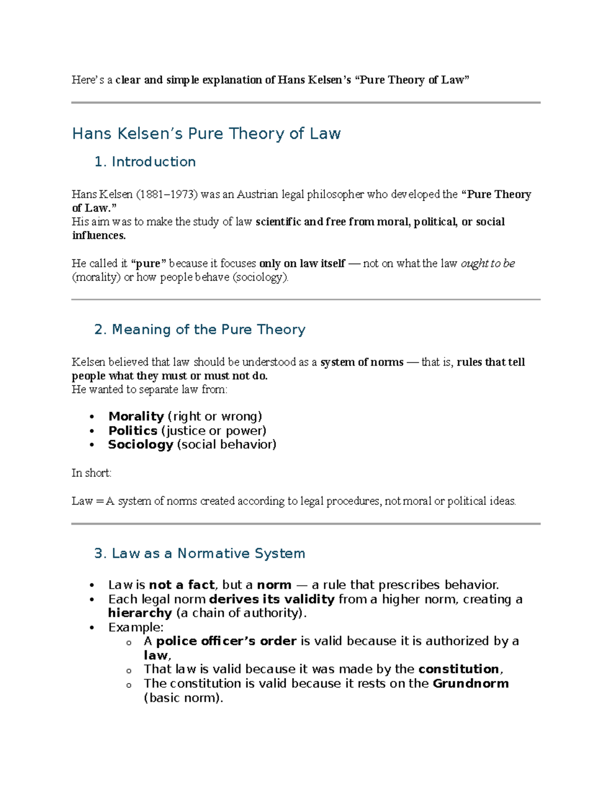 Kelsen's Pure Theory of Law: A Clear Explanation of Norms and Hierarchy ...