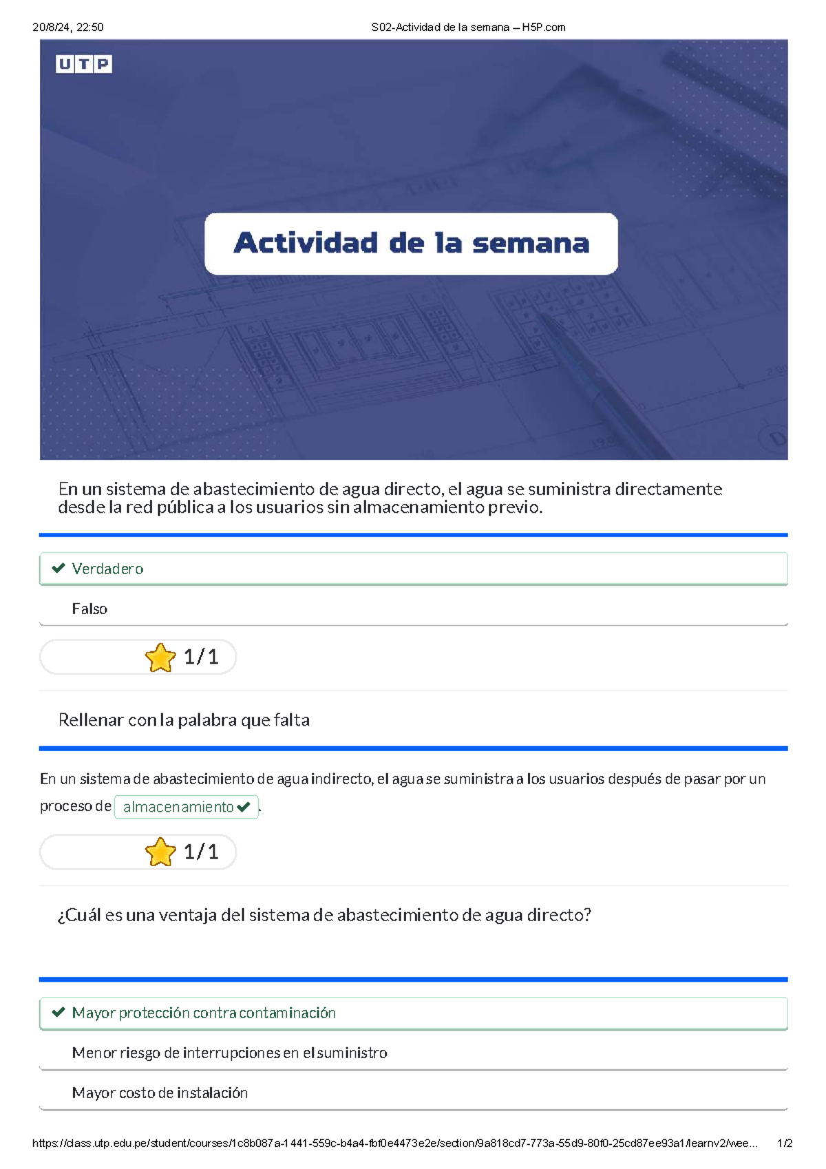 UTP+class - UTP+class - En un sistema de abastecimiento de agua directo ...