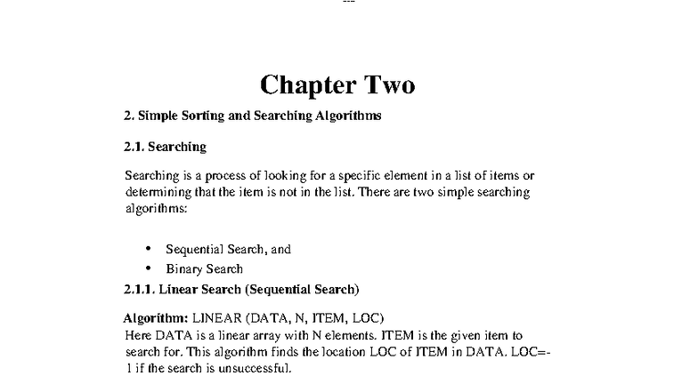lOMoAR 51697437 Chapter 2: Simple Sorting & Searching Algorithms - Studocu