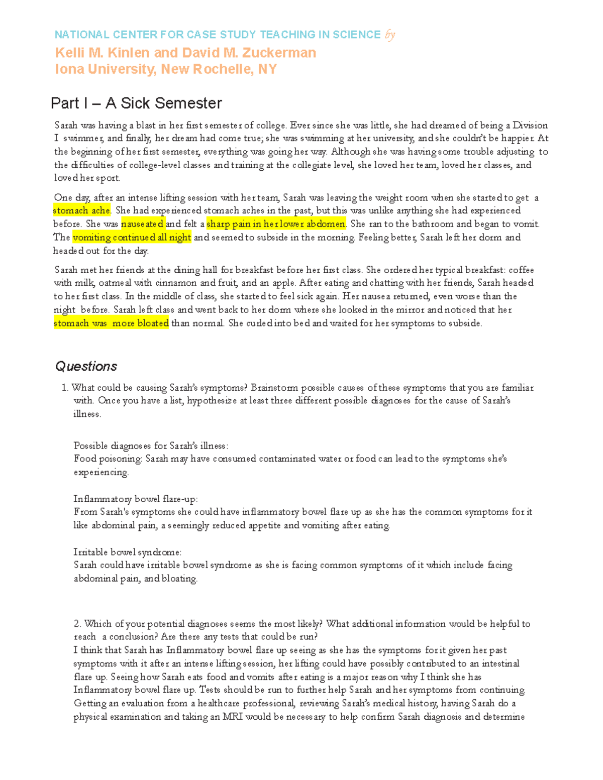 Sara's Stomach: Diagnosing Inflammatory Bowel Disease IBD Case Study ...