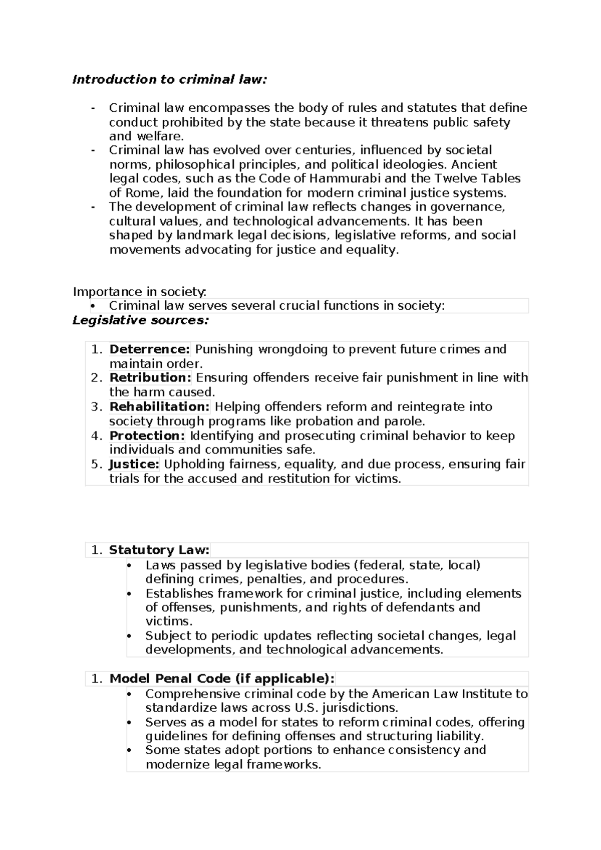 Criminal Law Overview: Key Concepts and Principles - Studocu
