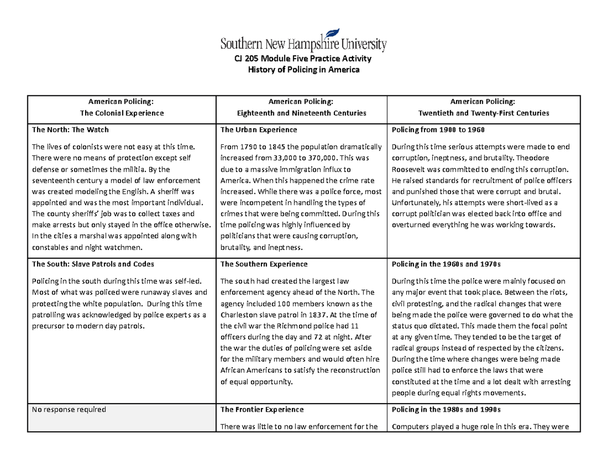 CJ 205 Module Five Practice Activity - CJ 205 Module Five Practice ...