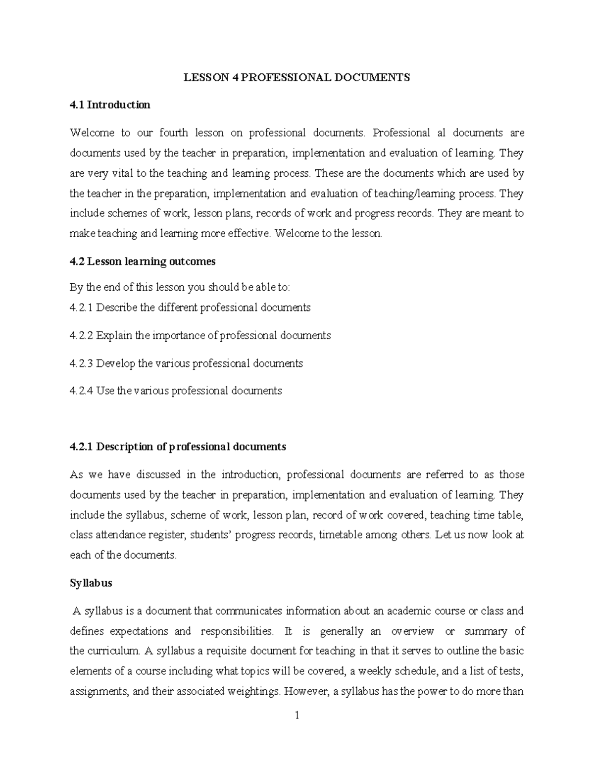 Lesson 4: Understanding Professional Documents in Education - Studocu