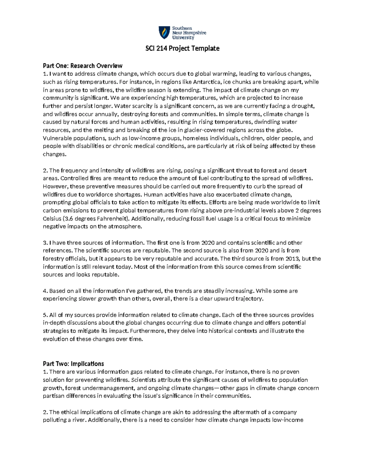 SCI 214 Project Template: Research Overview on Climate Impact and ...
