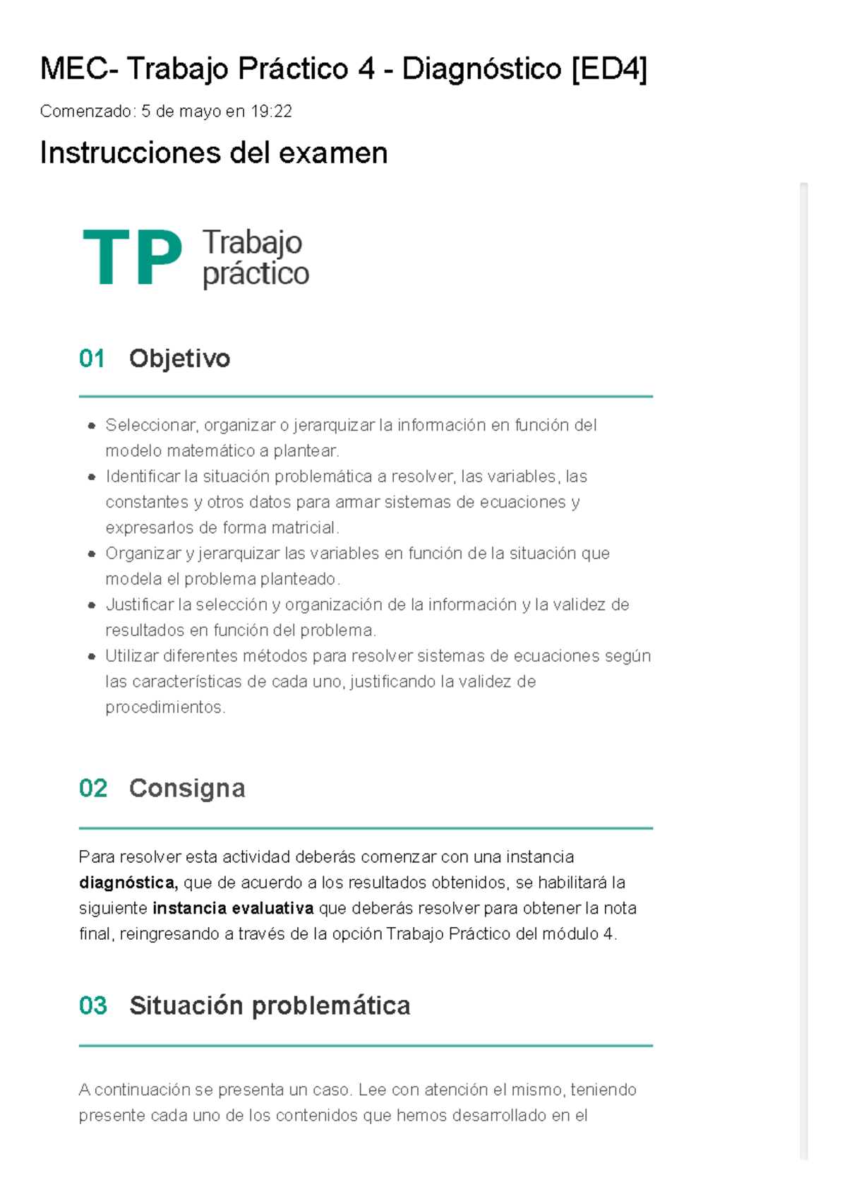Trabajo Práctico 4 - Diagnóstico en MEC [ED4] - Instrucciones y ...