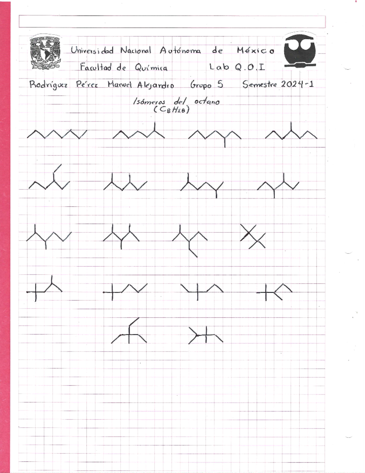 Isómeros del octano - Quimica organica - Universidad Nacional Autónoma ...