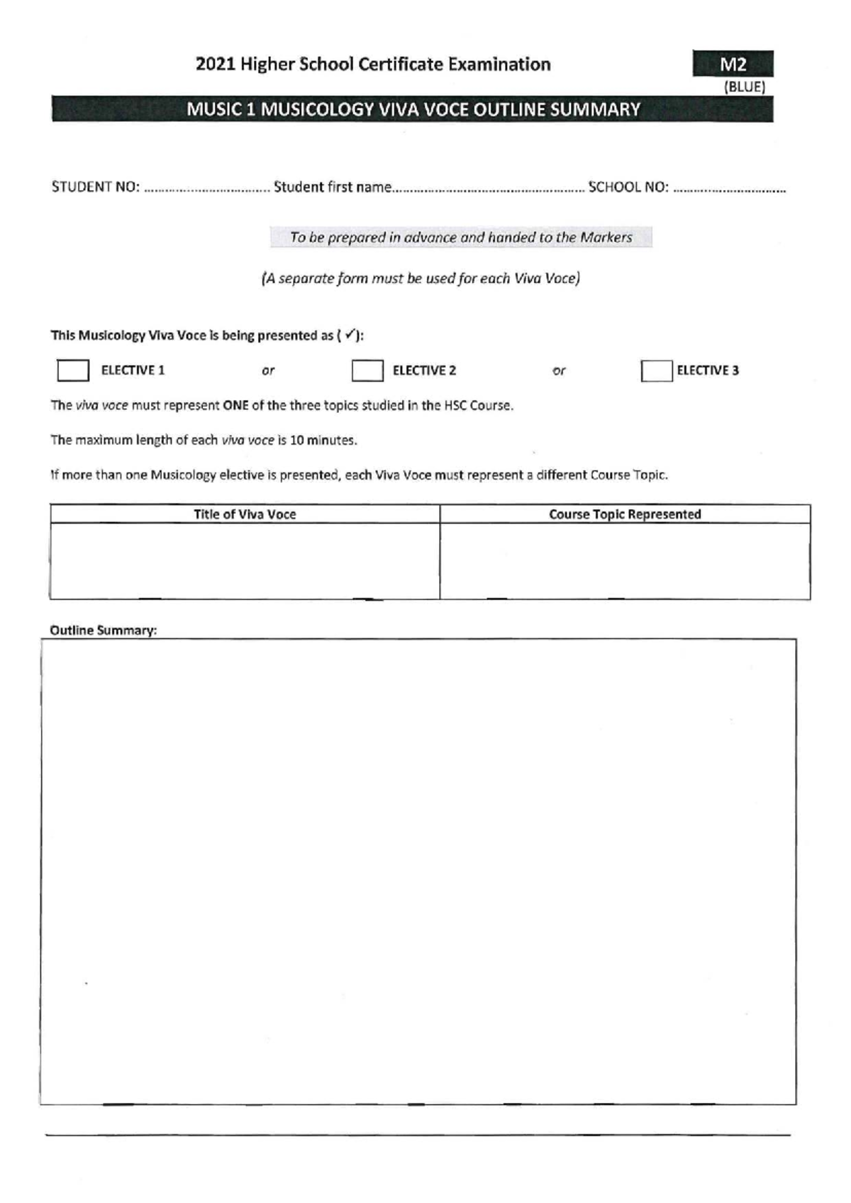 HSC M2 Music 1 Musicology Viva Voce Outline Summary - Studocu