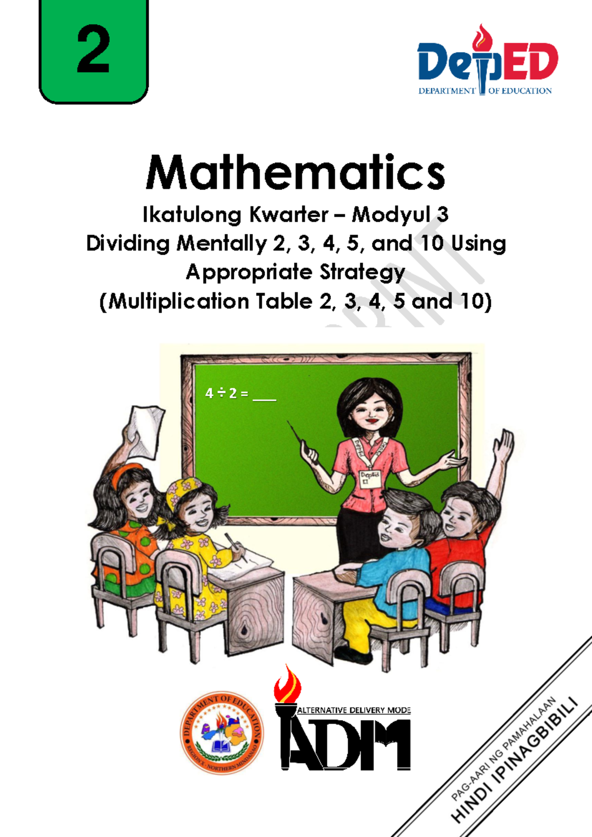 Math2 Q3 Mod3 Mental Division Strategies for 2, 3, 4, 5, 10 - Studocu