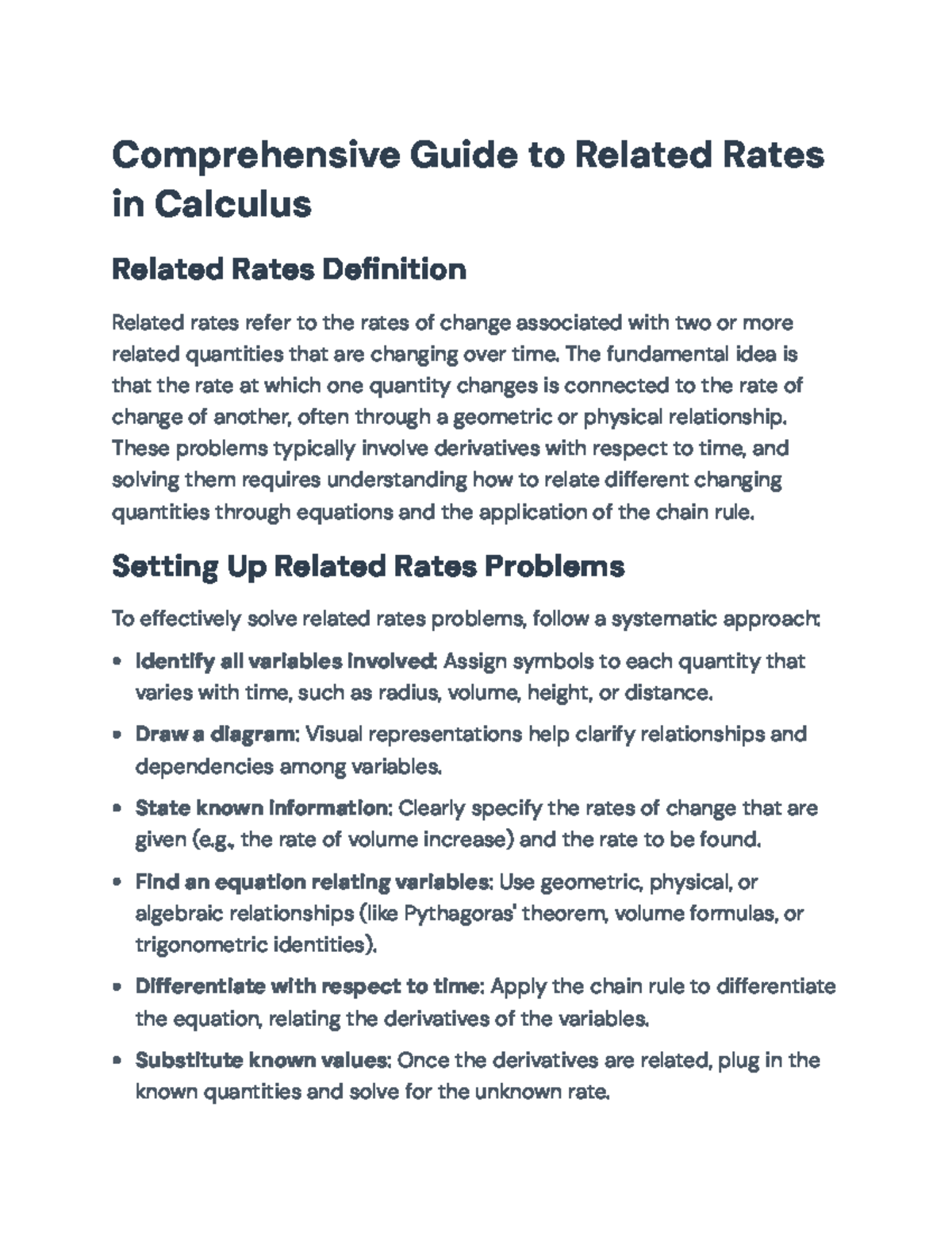 Comprehensive Guide to Related Rates in Calculus - Comprehensive Guide ...