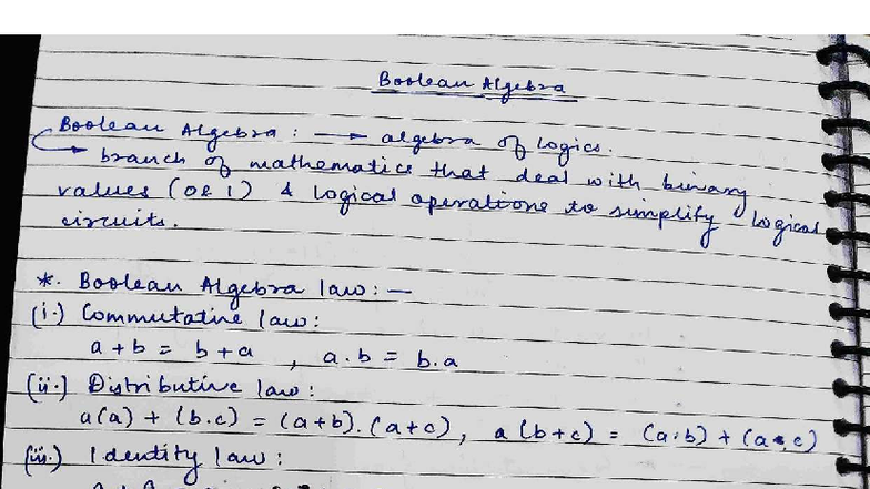 Boolean Algebra Notes: Laws, Gates, and Functions - Studocu