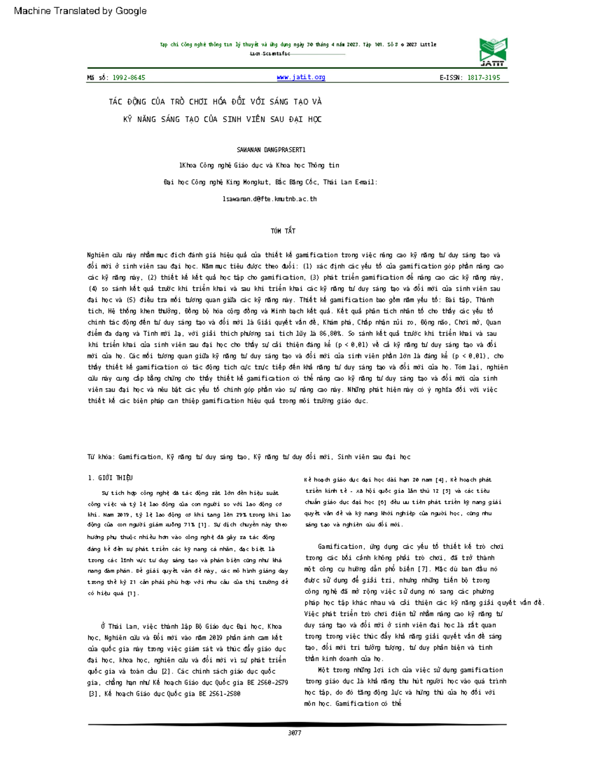 16Vol101No8 - Description - jatit Từ khóa: Gamification, Kỹ năng tư duy ...