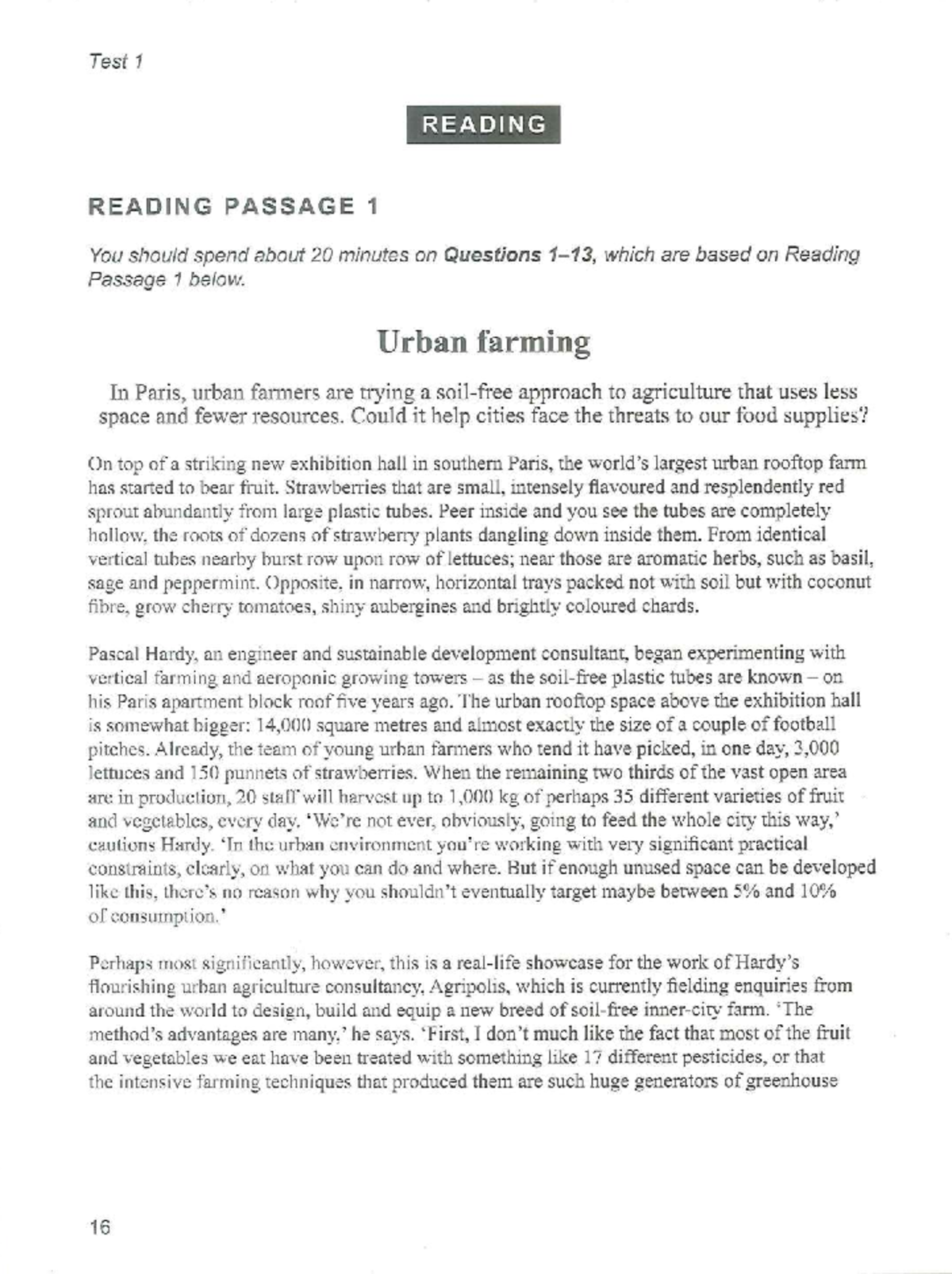 Reading Passage 1: Urban Farming Innovations in Paris - C18 ASD - Studocu