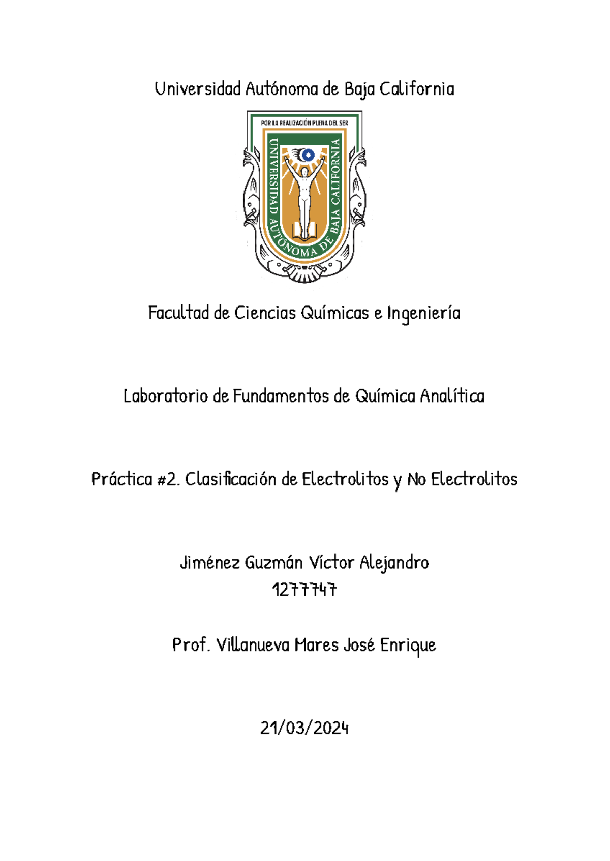 Práctica #2: Clasificación de Electrolitos y No Electrolitos en Química ...