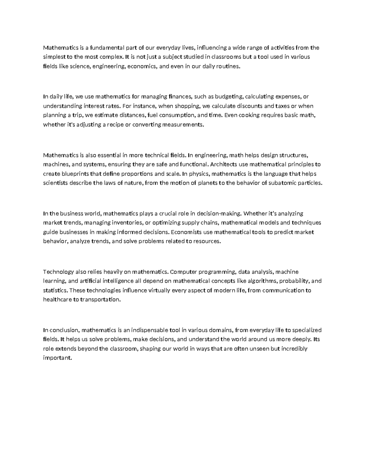Mathematics usage - Mathematics is a fundamental part of our everyday ...