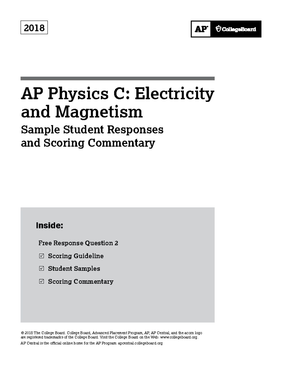 AP Physics C: Electricity & Magnetism 2018 Q2 Sample Responses ...