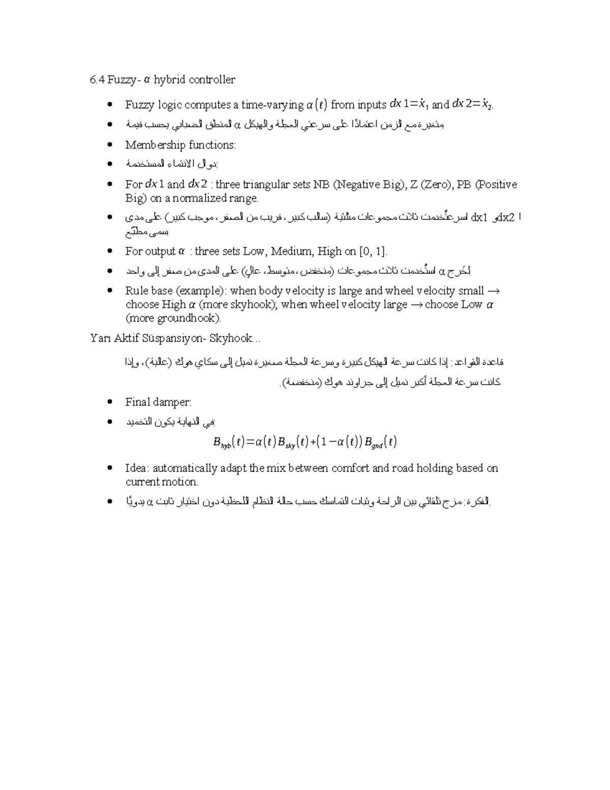 6.4 Fuzzy-α Hybrid Controller for Active Suspension Systems - Studocu