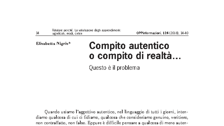 Compito Autentico o Compito di Realtà? Analisi e Riflessioni (08.44 ...