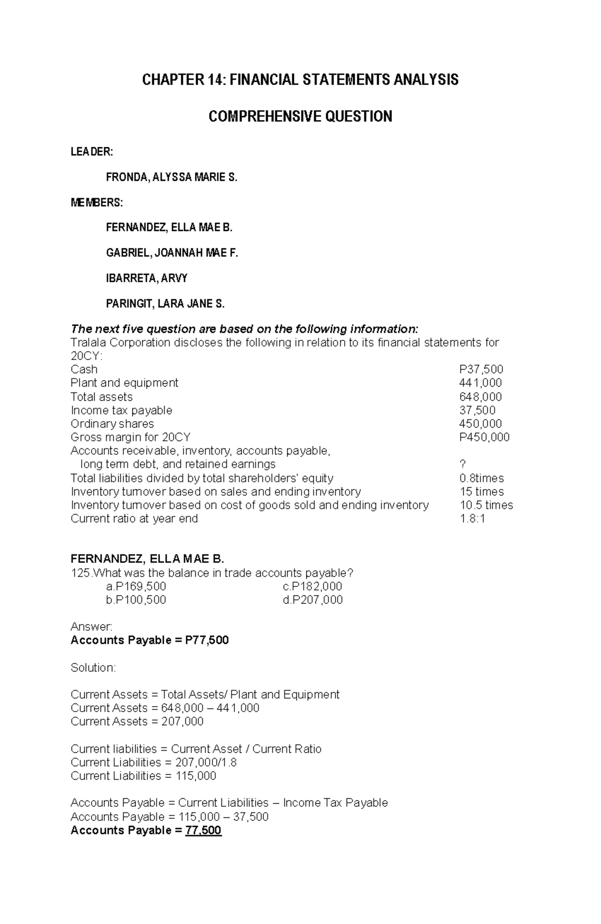 Group 4 Chapter 14 Financial Statements Analysis - Bs Accountancy PPT ...