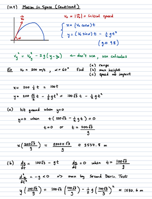 Motion, Vector Functions, and Calculus Overview: Key Concepts ...