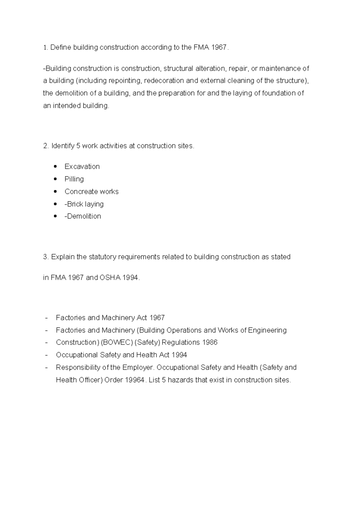 TUTO 5 - Building Construction Overview and Safety Regulations - Studocu