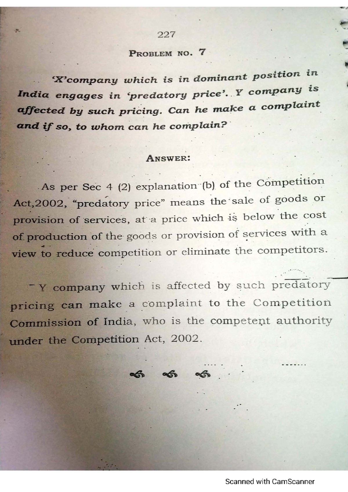 Solved Problems -Competition Law 250123 132340 - 227 PROBLEM NO. 7 ...