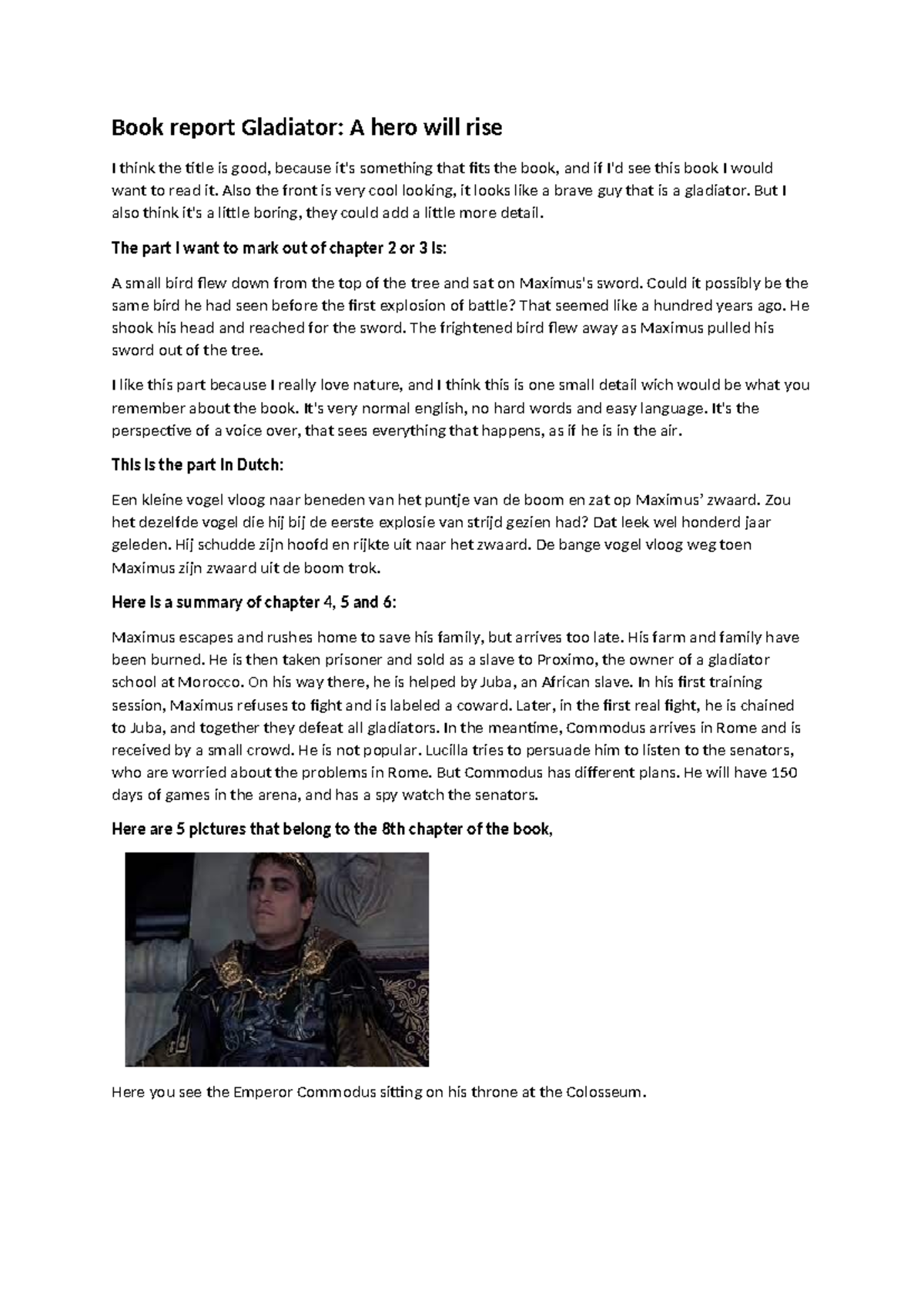 Book Report - Gladiator: A Hero Will Rise Analysis - Studeersnel