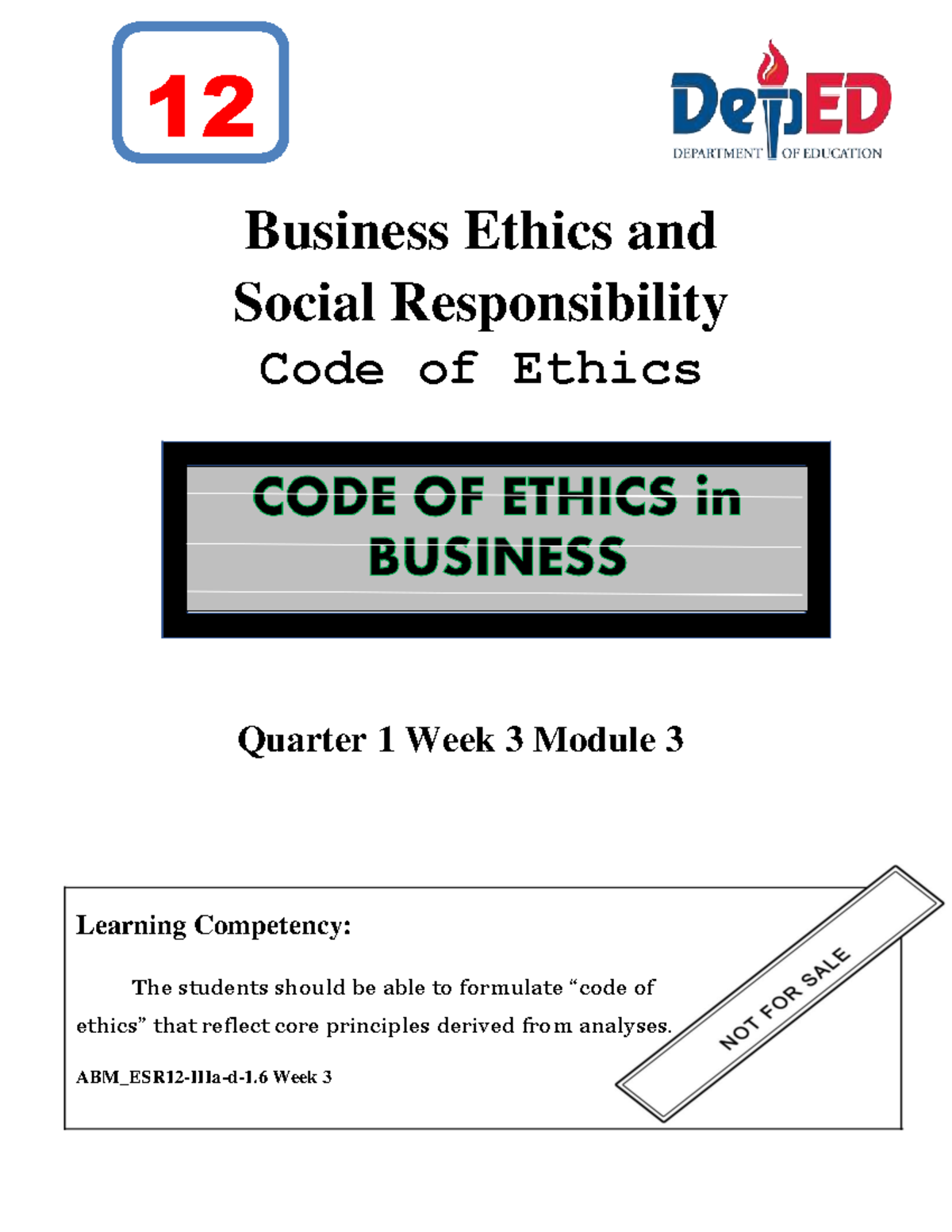 Module 3 - materials for business ethics - college of business and ...