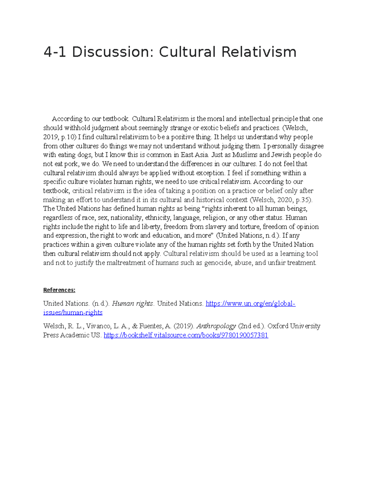 4-1 Discussion: Understanding Cultural Relativism and Human Rights ...